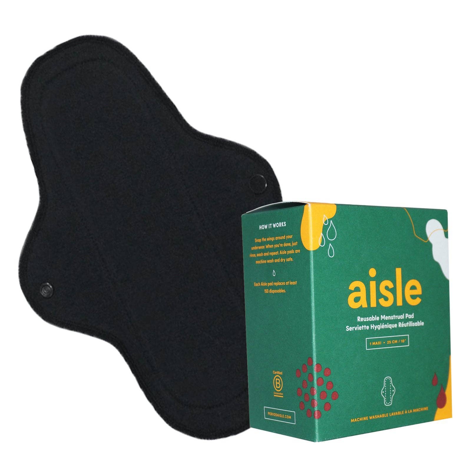 Leakproof Period Reusable Maxi Pad - Black – Purple Cactus Lingerie